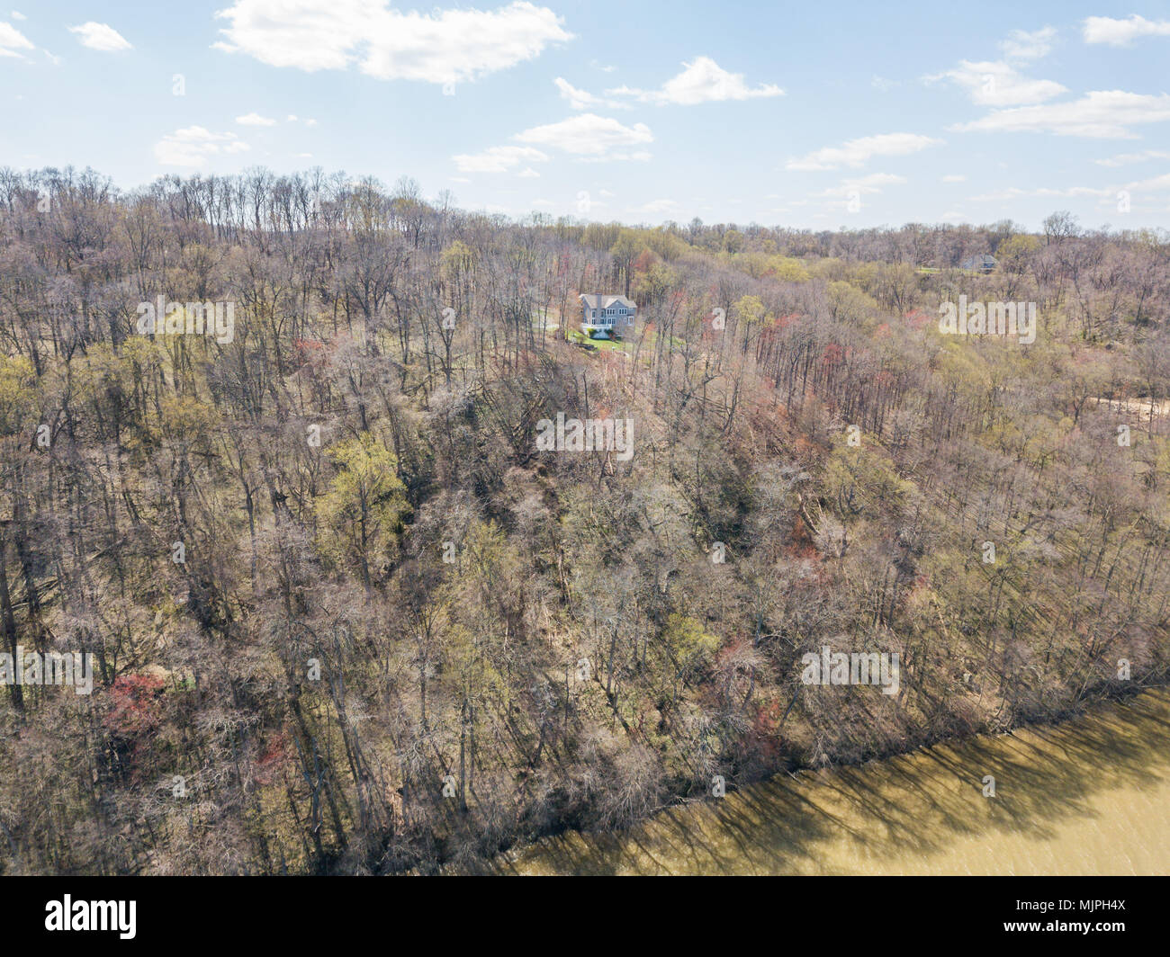 Aerial of Susquehanna River and Surrounding Area in Delta, Pennsylvania ...