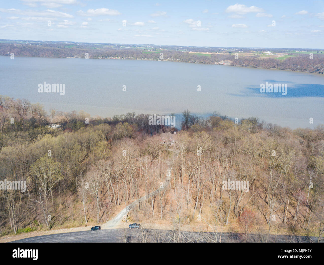 Aerial of Susquehanna River and Surrounding Area in Delta, Pennsylvania ...