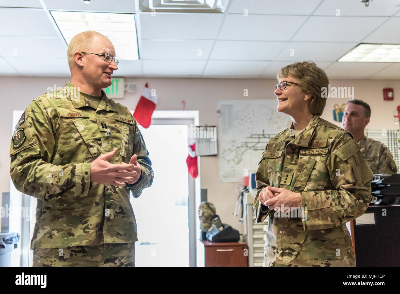 U.S. Air Force Lt. Gen. Maryanne Miller (right), commander of the Air ...