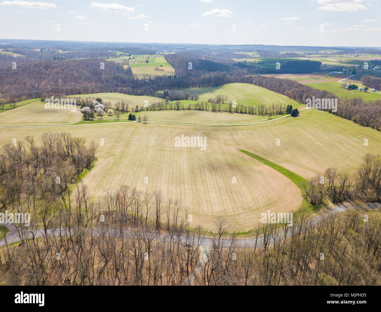 Aerial of Susquehanna River and Surrounding Area in Delta, Pennsylvania ...