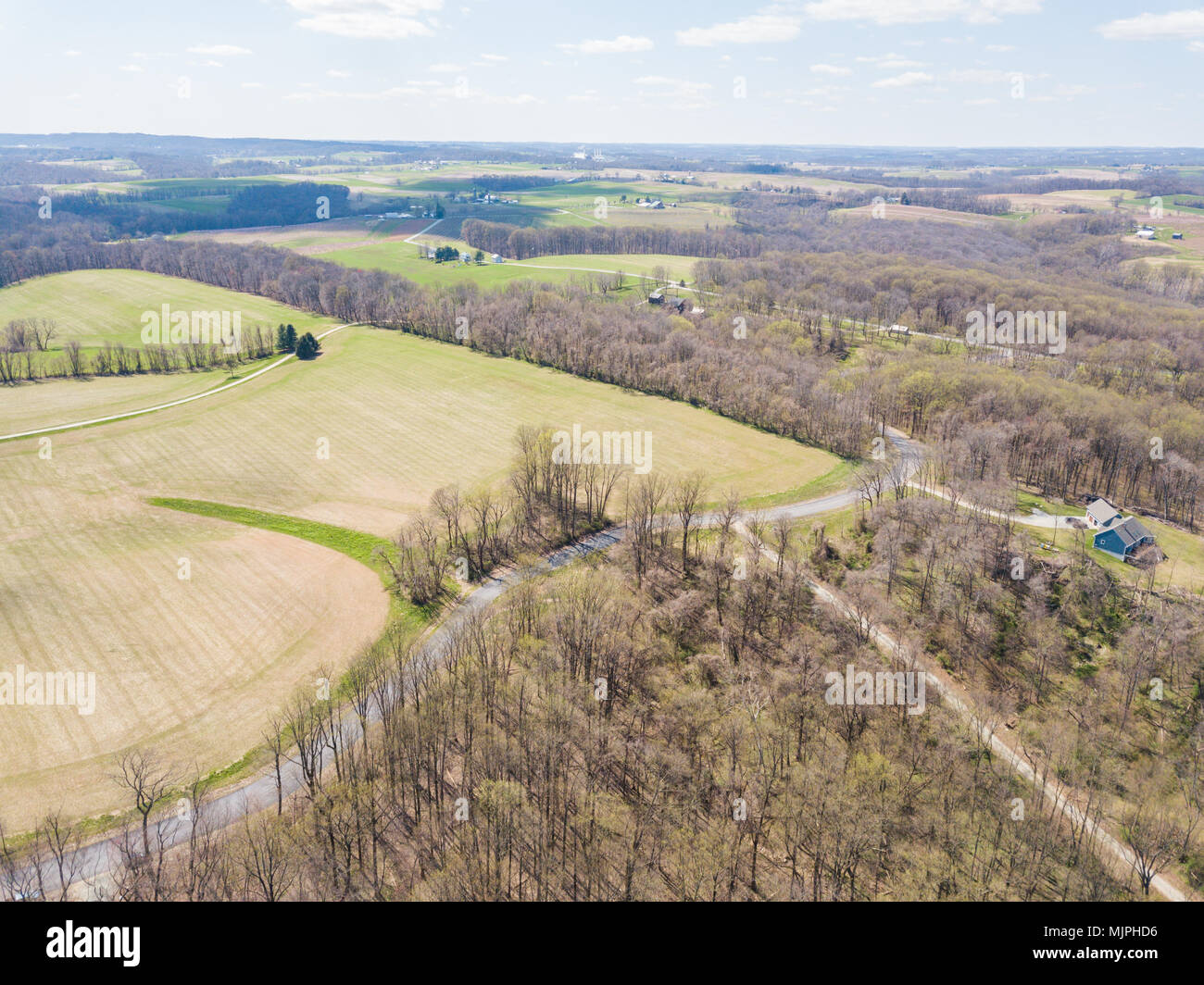 Aerial of Susquehanna River and Surrounding Area in Delta, Pennsylvania ...