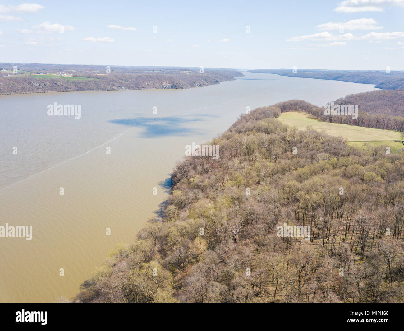 Aerial of Susquehanna River and Surrounding Area in Delta, Pennsylvania ...