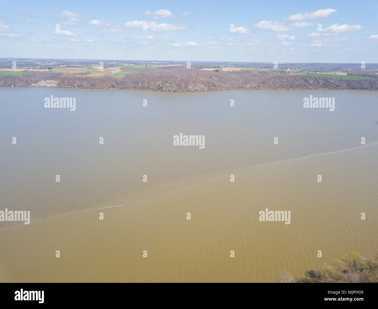 Aerial of Susquehanna River and Surrounding Area in Delta, Pennsylvania ...
