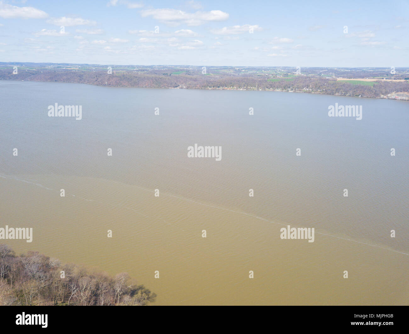 Aerial of Susquehanna River and Surrounding Area in Delta, Pennsylvania ...