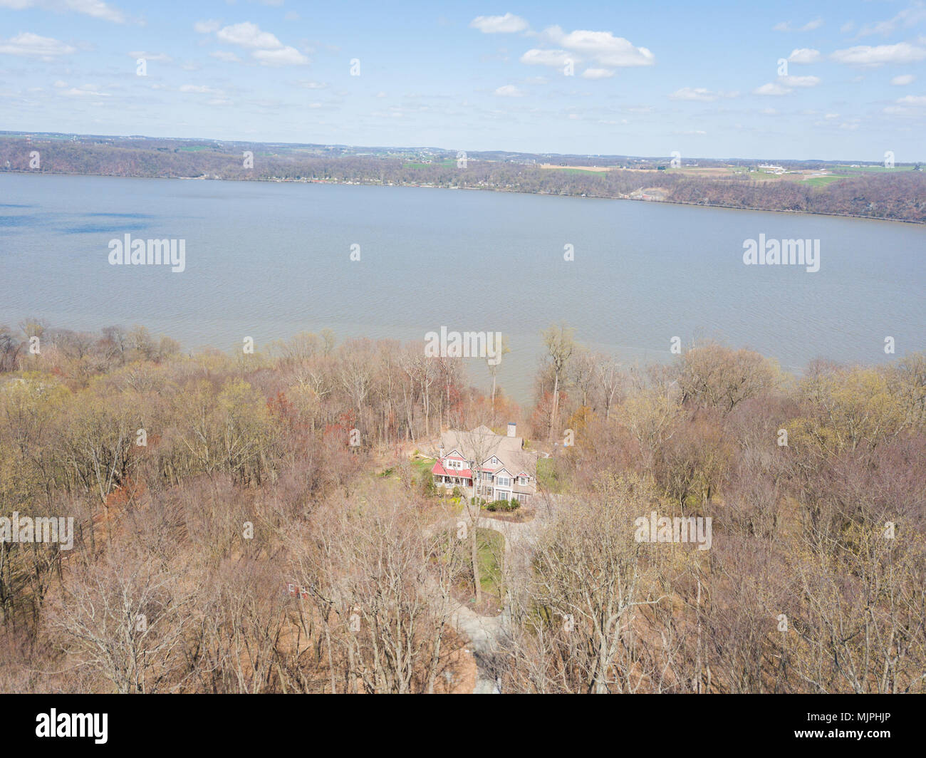 Aerial of Susquehanna River and Surrounding Area in Delta, Pennsylvania ...