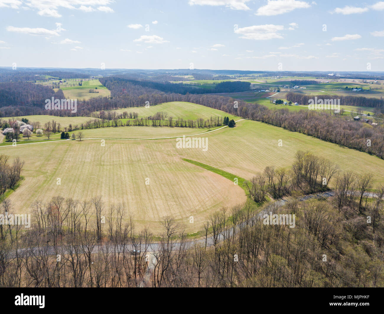 Aerial of Susquehanna River and Surrounding Area in Delta, Pennsylvania ...