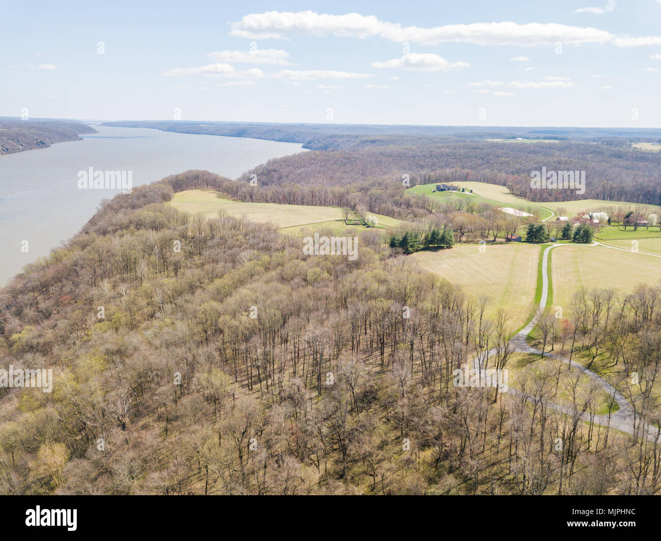 Aerial of Susquehanna River and Surrounding Area in Delta, Pennsylvania ...