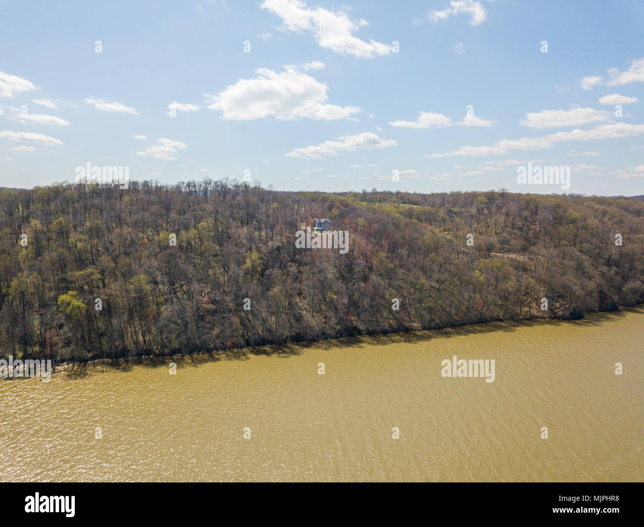 Aerial of Susquehanna River and Surrounding Area in Delta, Pennsylvania ...