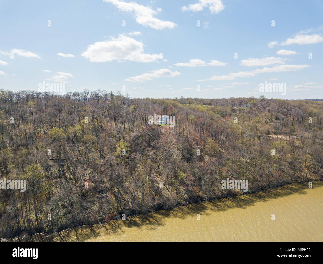 Aerial of Susquehanna River and Surrounding Area in Delta, Pennsylvania ...