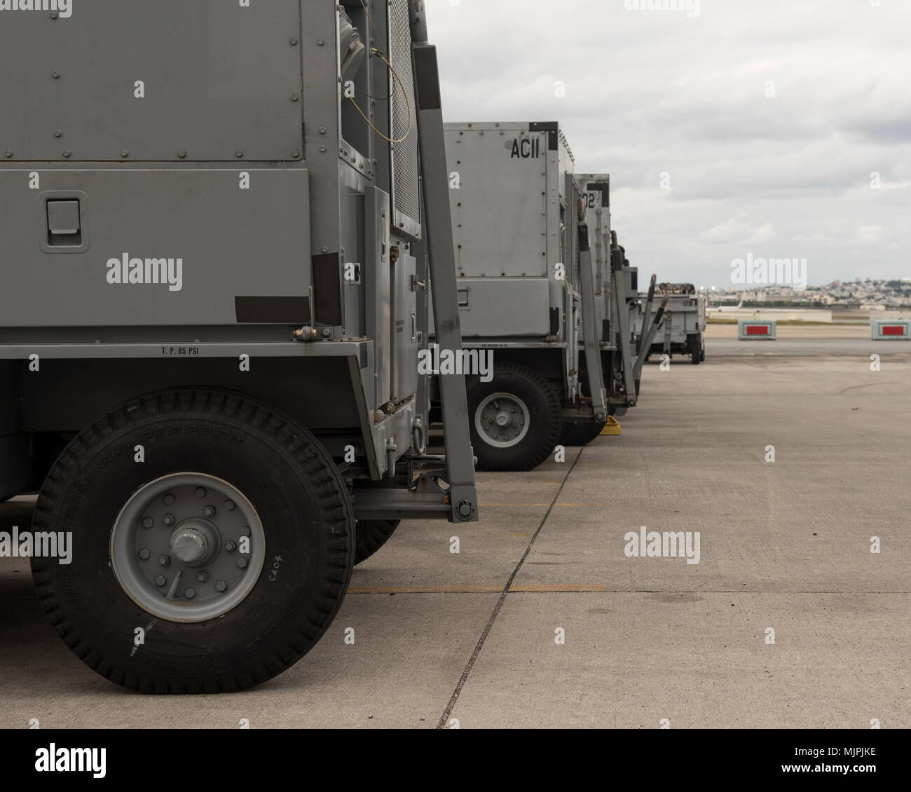 A row of air conditioning units sits awaiting repair Dec. 18, 2017, at ...