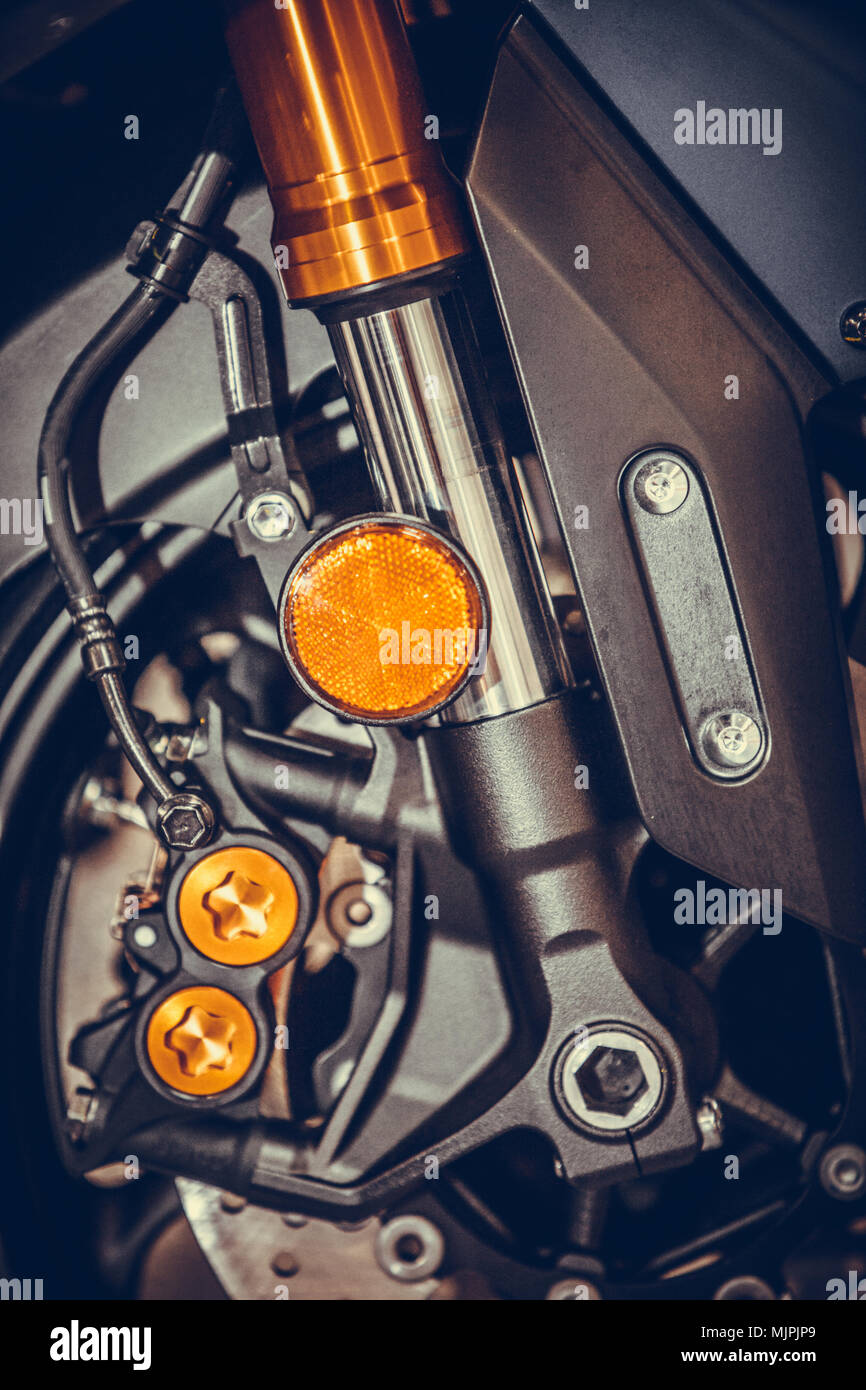 Color image of a new motorcycle shock absorbers Stock Photo - Alamy