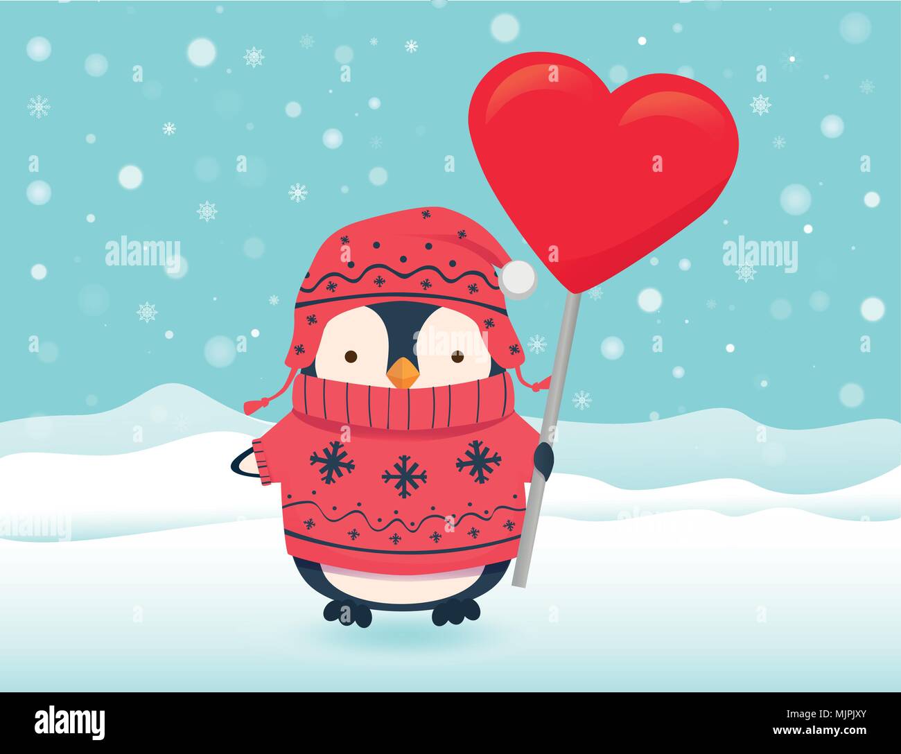 penguin holding heart Stock Vector Image & Art - Alamy