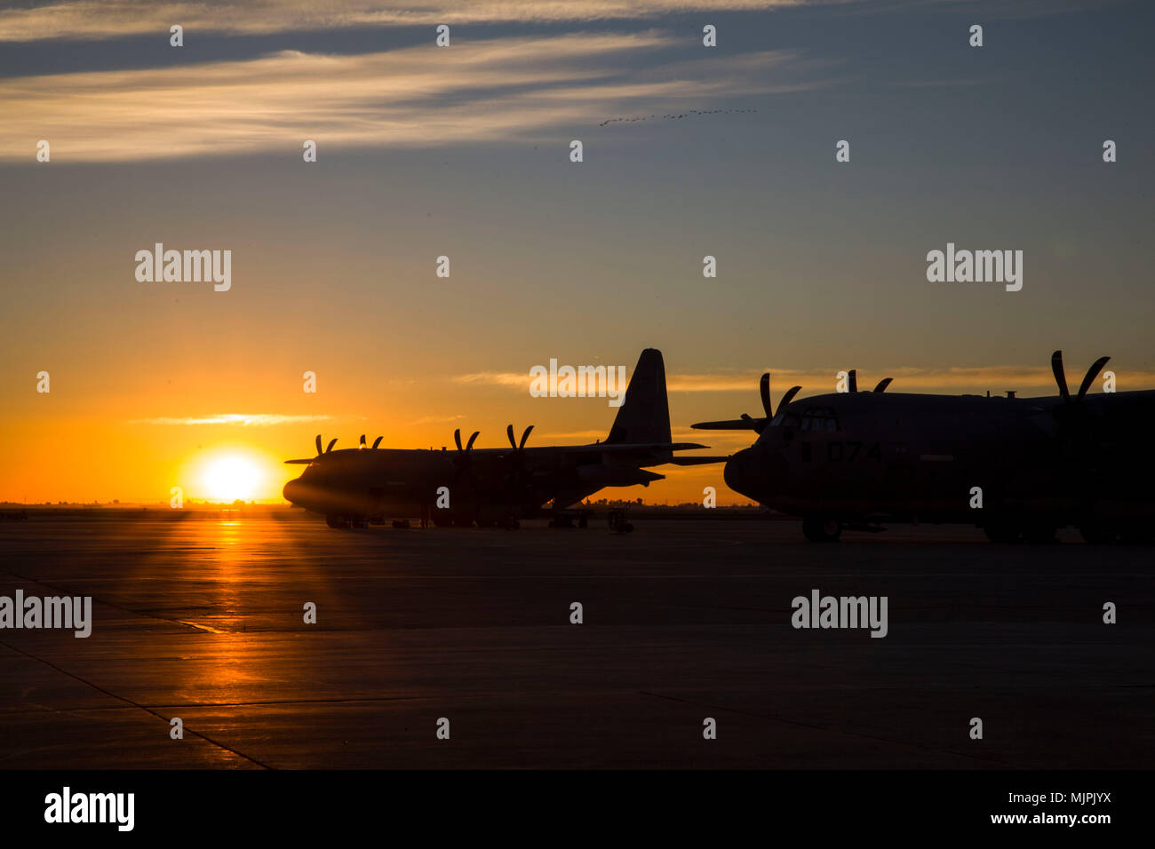 U.S. Marine Corps KC-130J Hercules aircraft with Marine Aerial Refueler ...