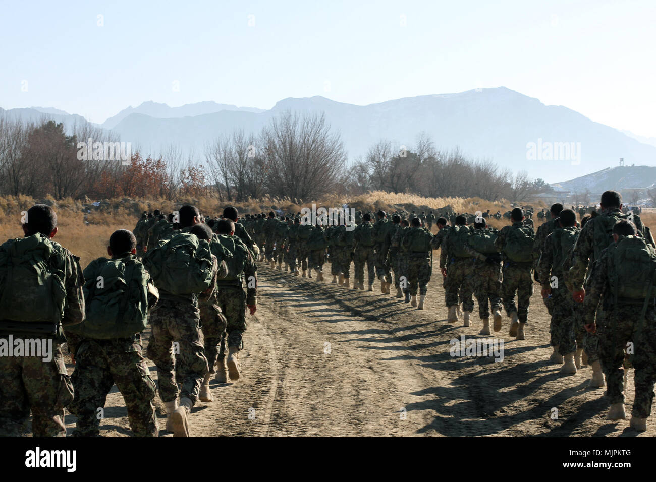 Afghan soldiers conduct a foot march during the 22nd Commando ...