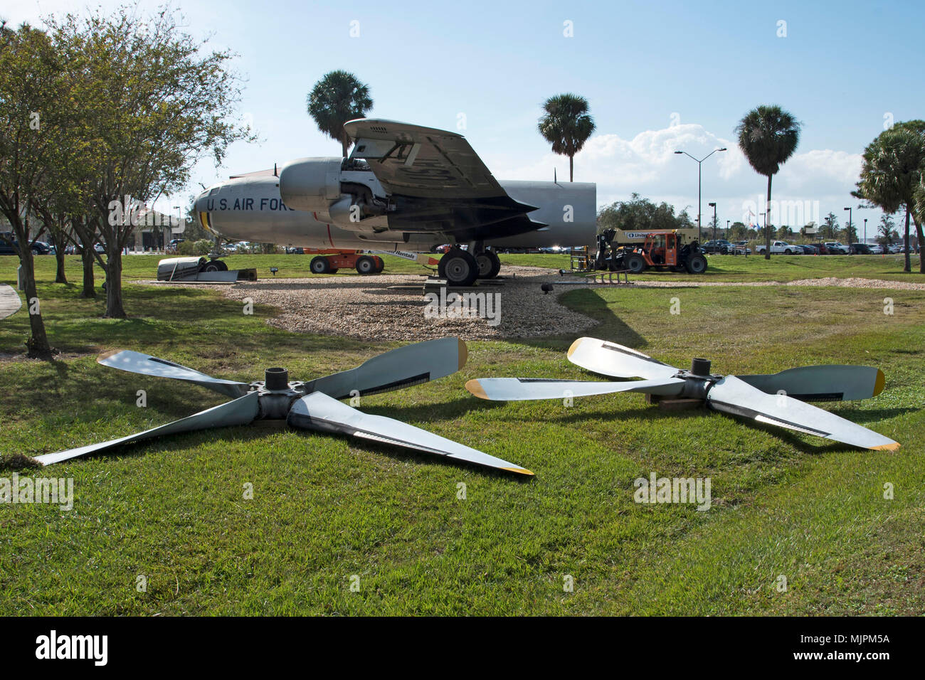 A KB-50J Superfortress aircraft sits at the Memorial Park at MacDill ...