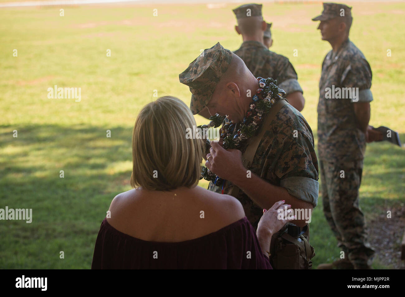 U.S. Marine Corps Lt. Col. Eric Meador, incoming commanding officer for ...