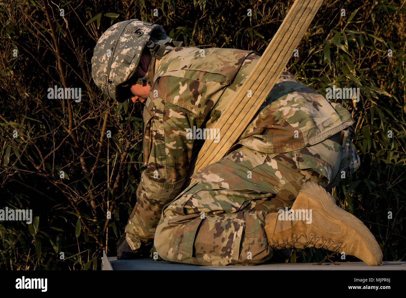 U.S. Army Soldier, Vertical PLT, 643rd ESC, 11th Engineer Battalion ...