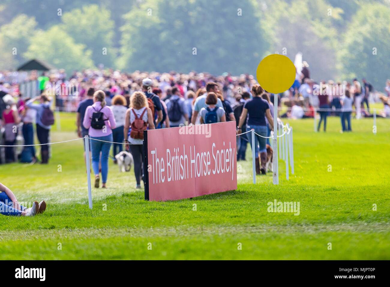 Badminton, Gloucestershire, UK, 5 May 2018. Cross Country. BHS sign ...