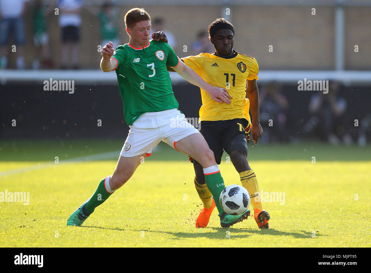 Kameron Ledwidge of the Republic of Ireland and Sekou Sidibe of Belgium ...