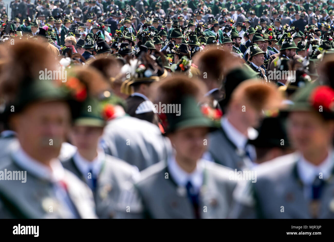 Bichl, Germany, 06 May 2018. Gebirgsschuetzen (lit. mountain guards ...