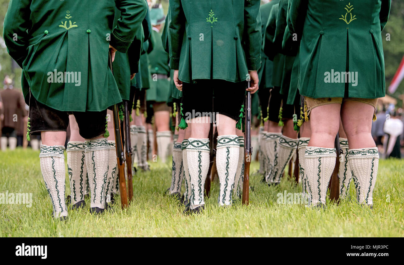 Bichl, Germany, 06 May 2018. Gebirgsschuetzen (lit. mountain guards ...