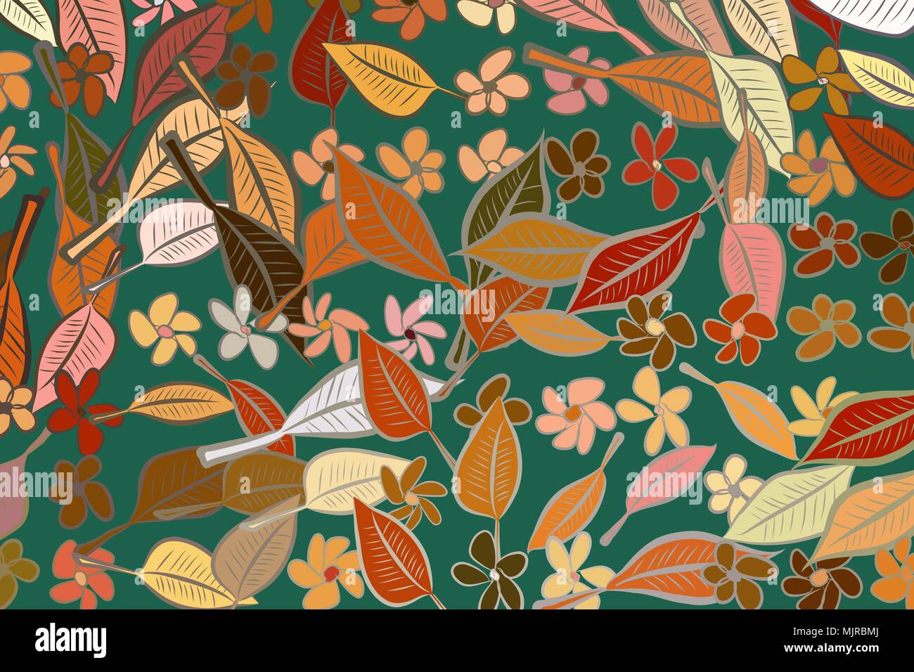 Illustrations of leaves & flowers. Good for web page, wallpaper ...