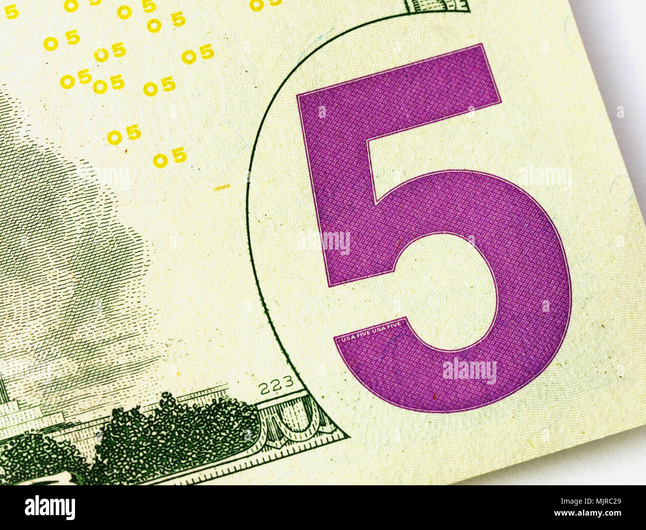 Five US or USA Dollar Bill Close up Stock Photo - Alamy