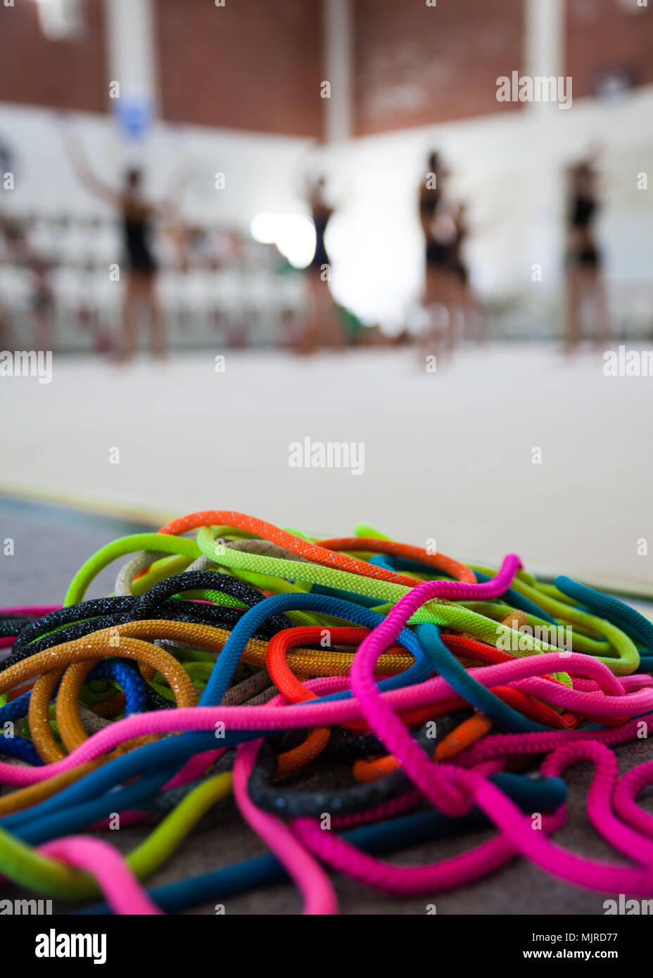 Multiply colour skipping rope Stock Photo - Alamy