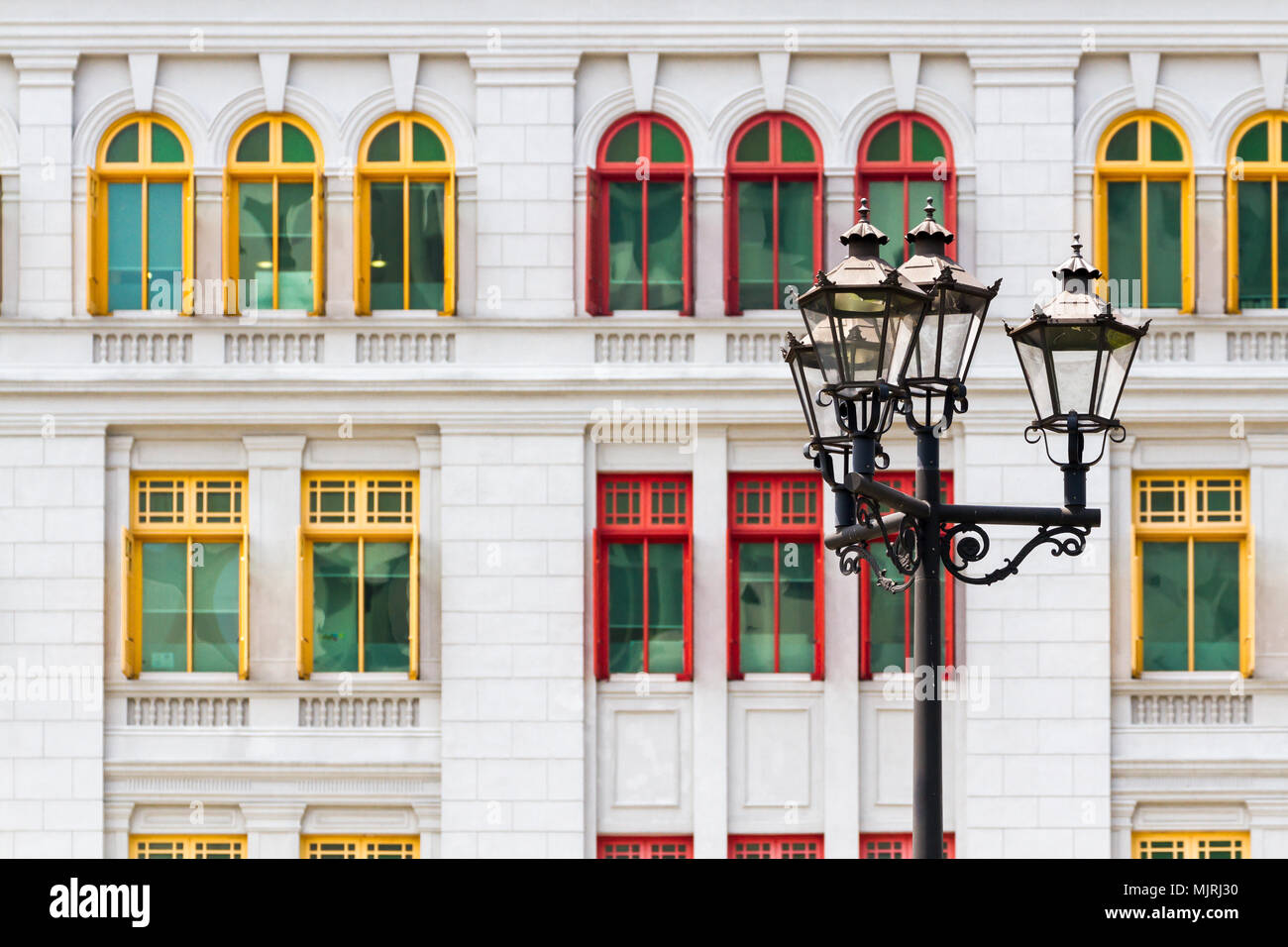 Colourful windows of the Old Hill Street Police Station, Singapore ...