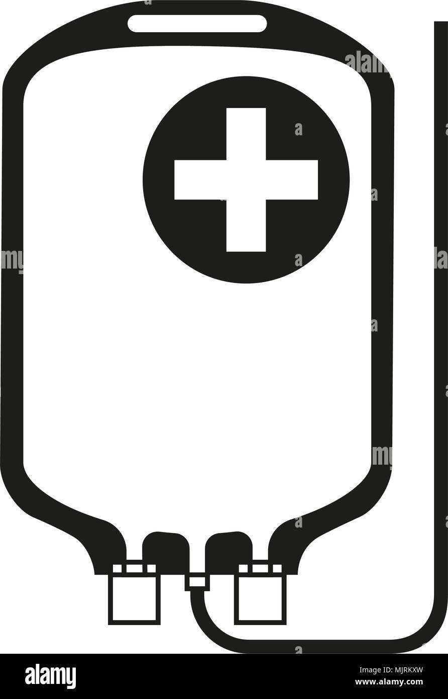 Black and white IV medicine bag silhouette. Healthcare themed vector ...