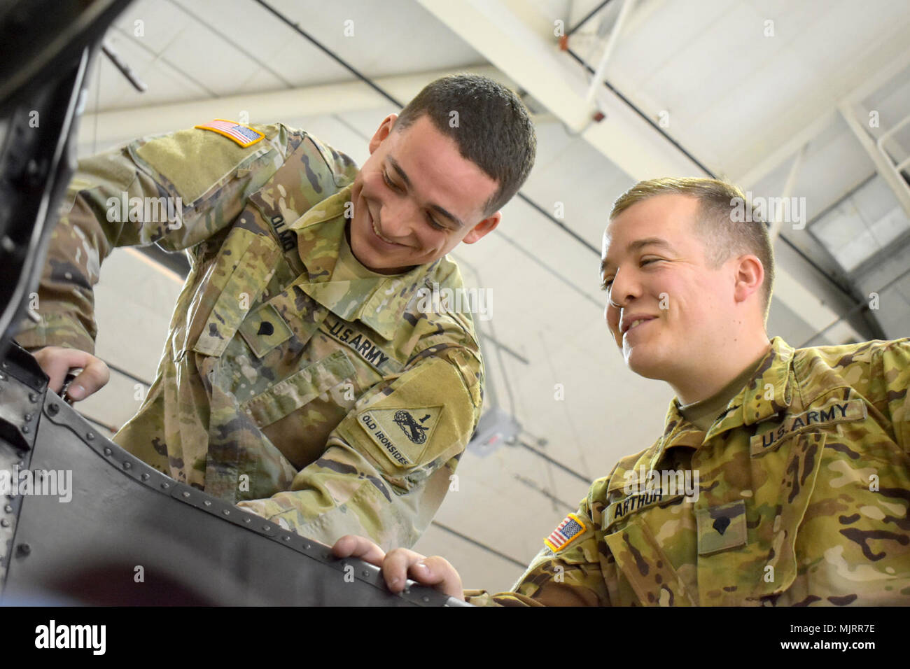 Spc. Nicholas Olmo, left, and Spc. Brandon Arthur, assigned to 1st ...