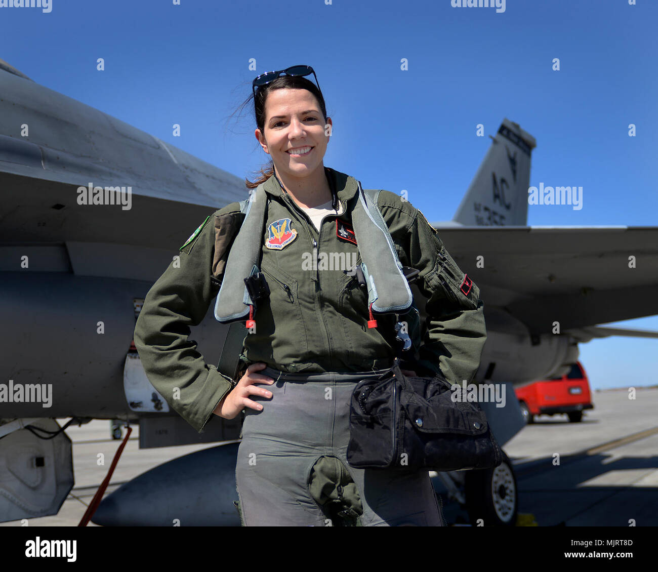 U.S. Air Force Capt. Janelle “Slam” Baron, a fighter pilot with the ...