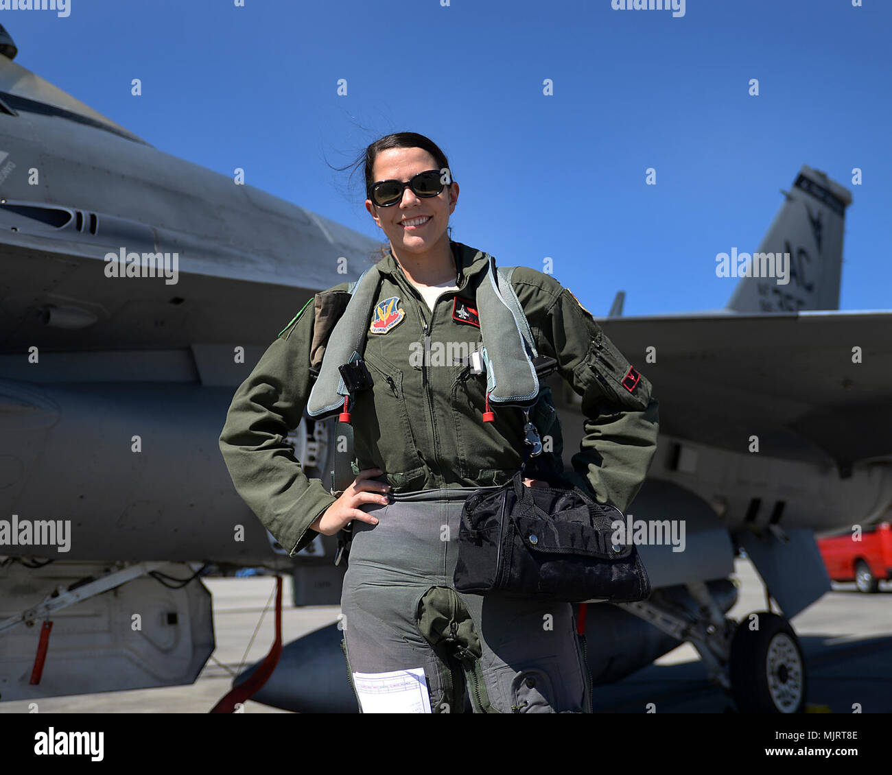 U.S. Air Force Capt. Janelle “Slam” Baron, a fighter pilot with the ...