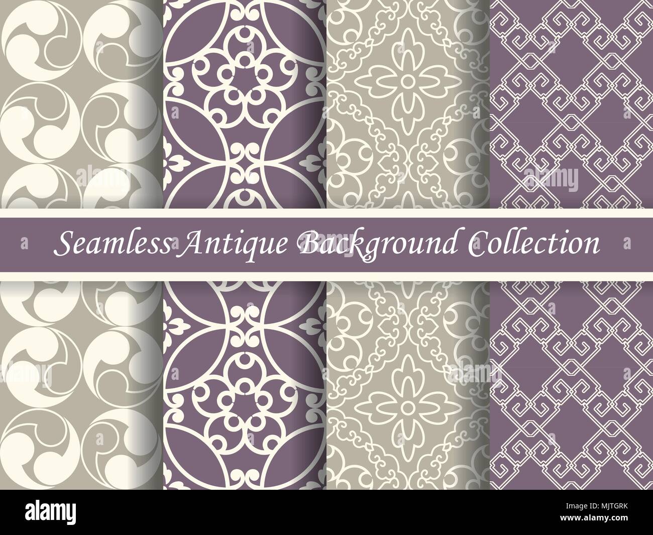 Antique seamless elegant purple tone background image collection, four ...