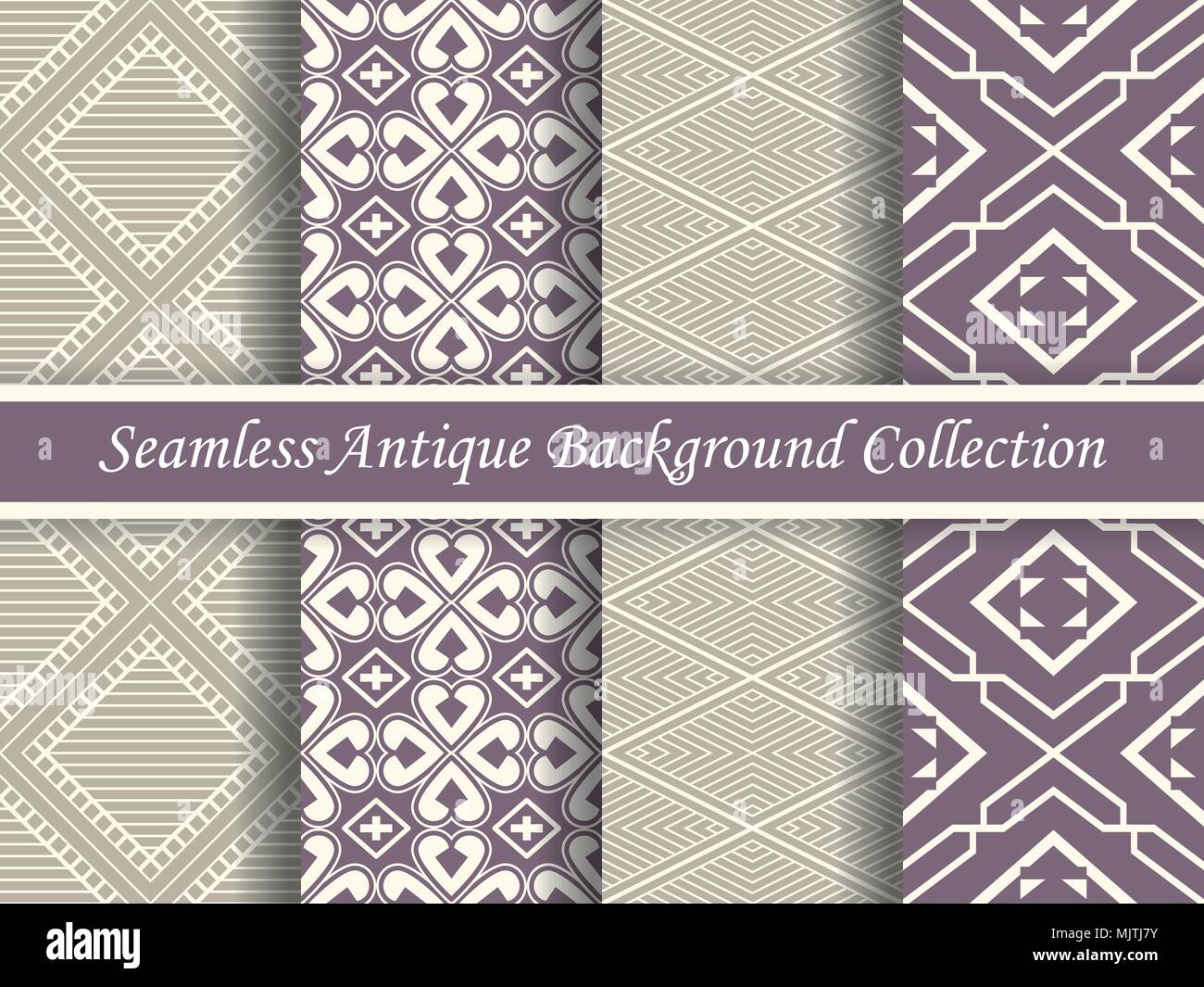 Antique seamless elegant purple tone background image collection, four ...