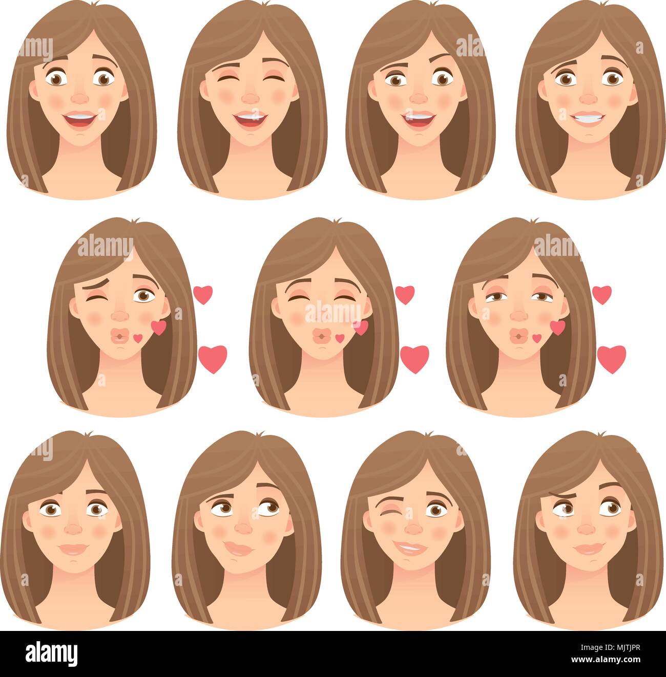 emotions of womans face set Stock Vector Image & Art - Alamy