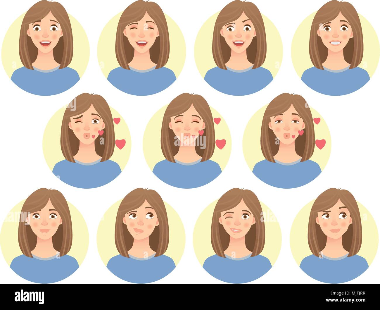 emotions of womans face set Stock Vector Image & Art - Alamy