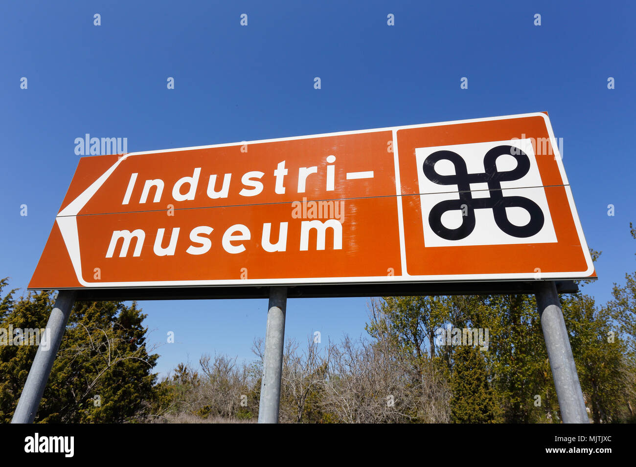 Signpost for a Swedish industrial museum Stock Photo - Alamy