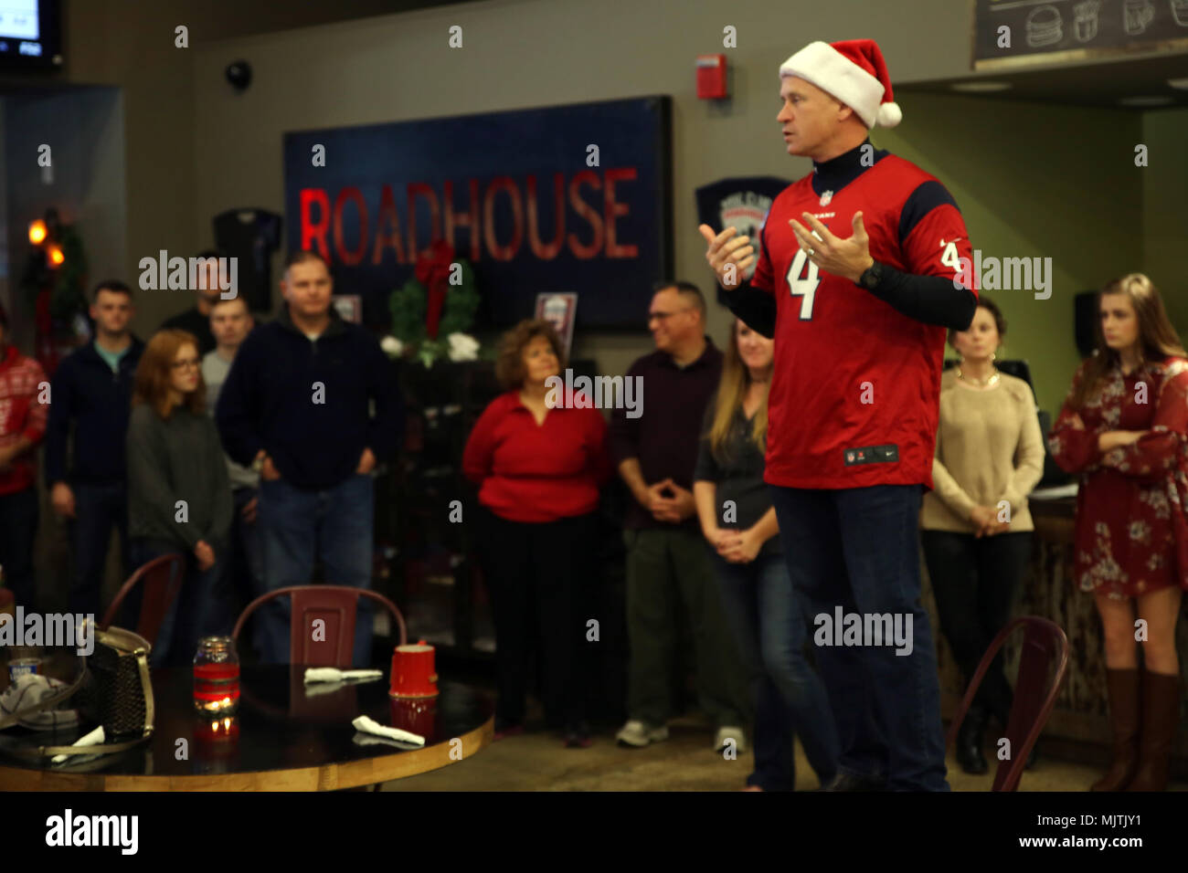 Col. Todd Ferry speaks to the crowd at the annual Christmas dinner at ...