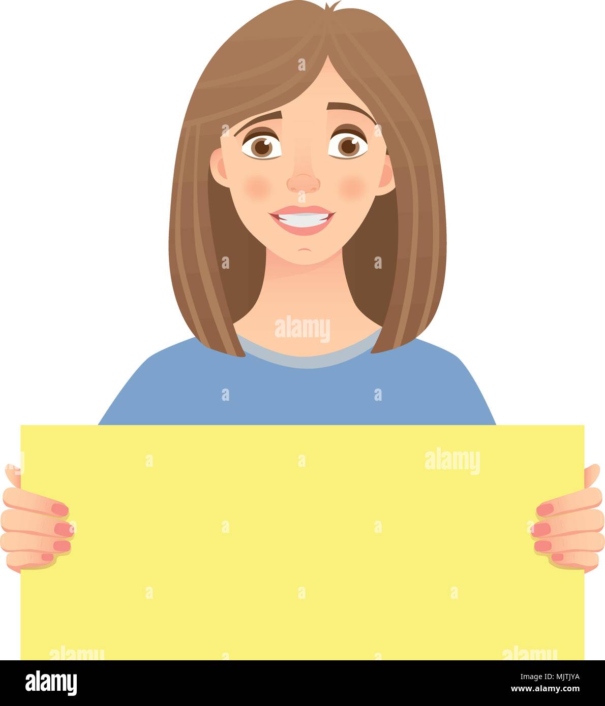 woman holding sign Stock Vector Image & Art - Alamy
