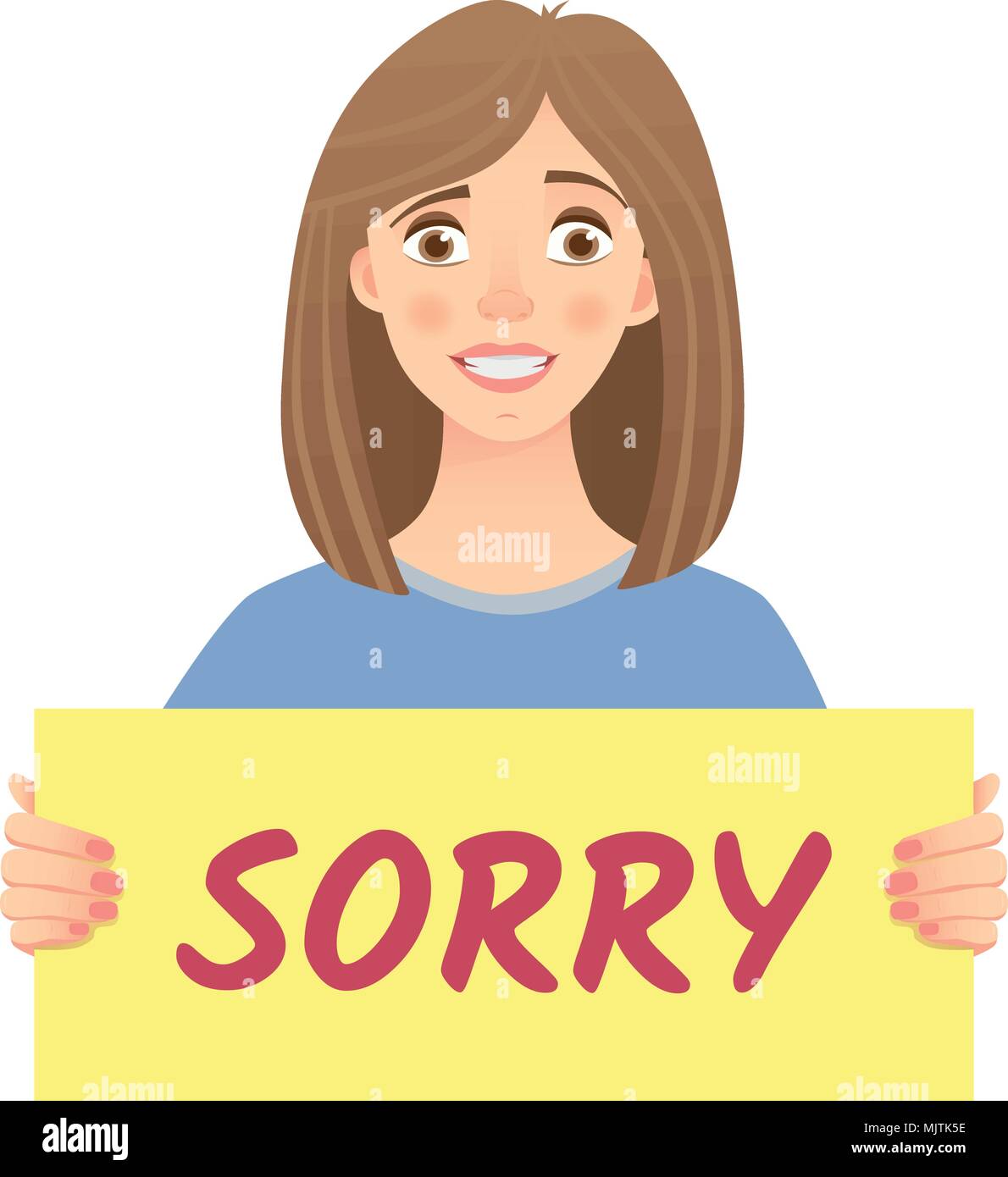 woman holding sign sorry Stock Vector Image & Art - Alamy