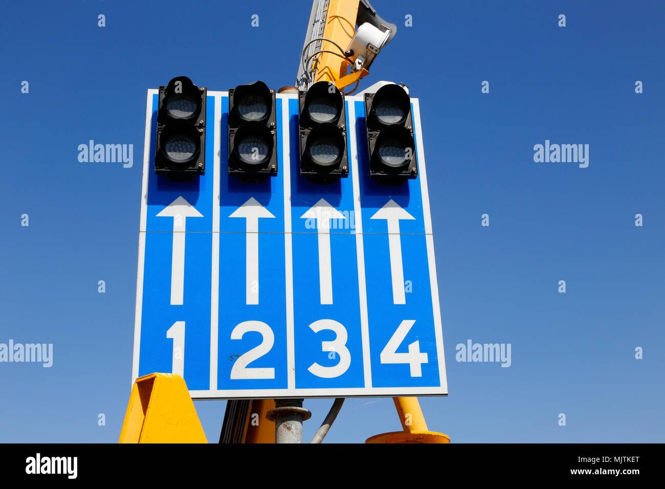 Traffic lights on a car ferry used for signaling to the driver when it ...