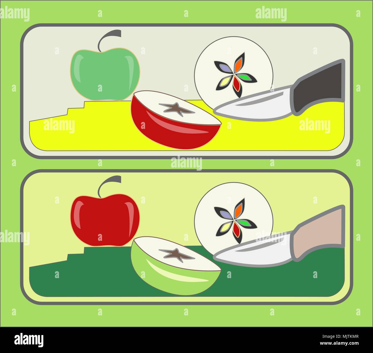 On table cut fruit Stock Vector Images - Alamy