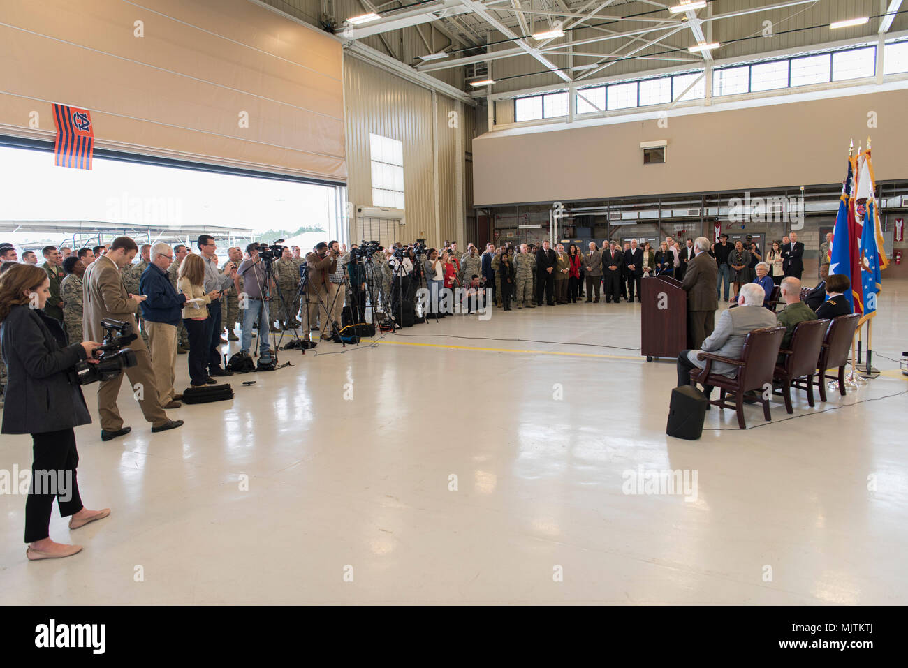 Montgomery Mayor Todd Strange speaks to media and unit members at a ...