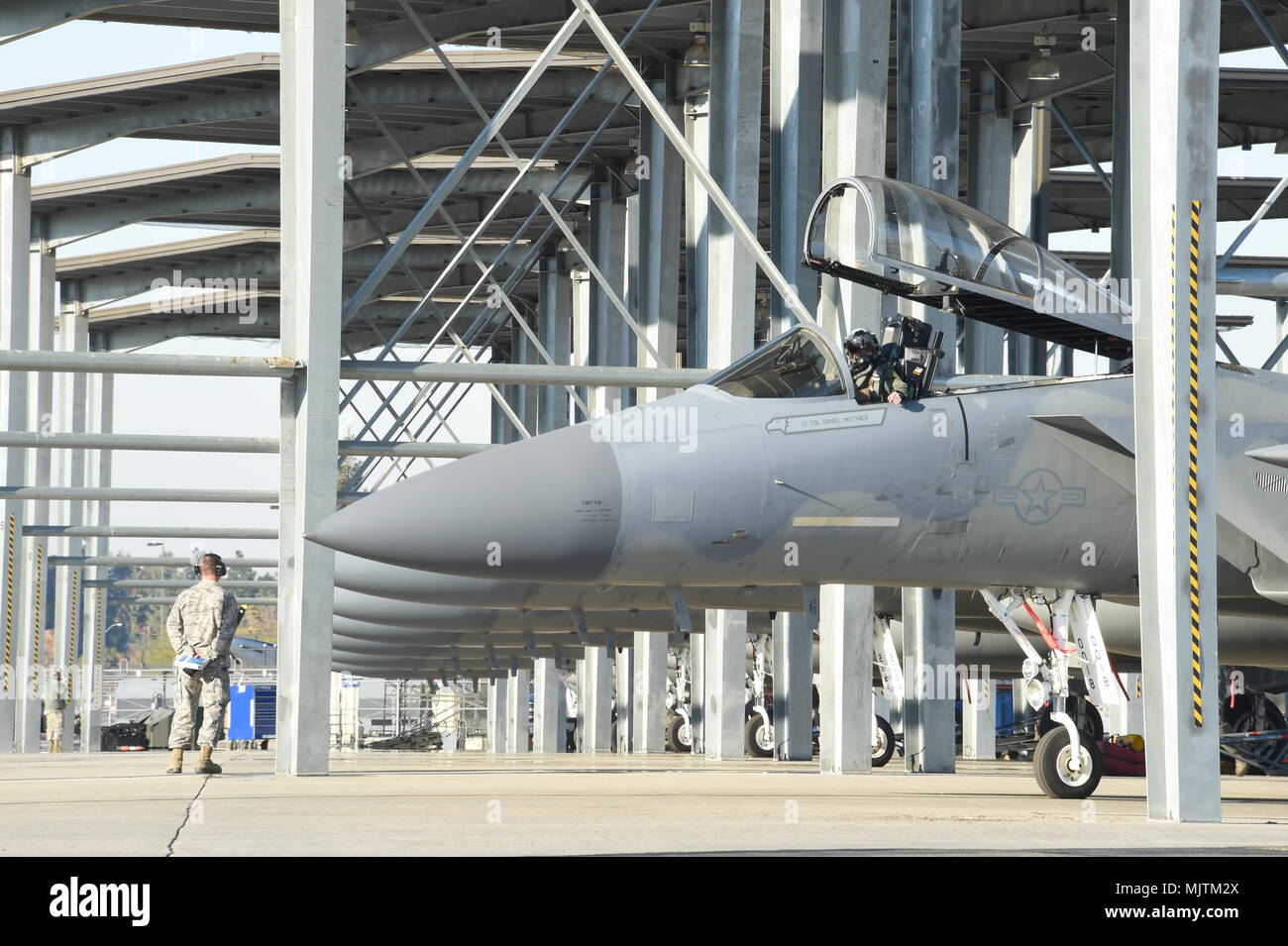 U.S. Air Force F-15 Eagle fighter jets from the 144th Fighter Wing ...