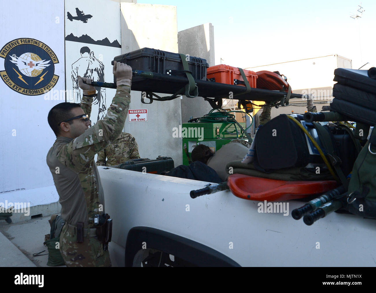 Airmen from the 455th Expeditionary Aeromedical Evacuation Squadron ...