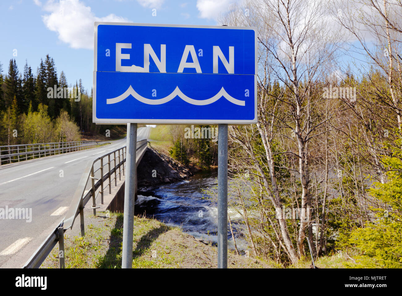 Road sign at River Enan Stock Photo - Alamy