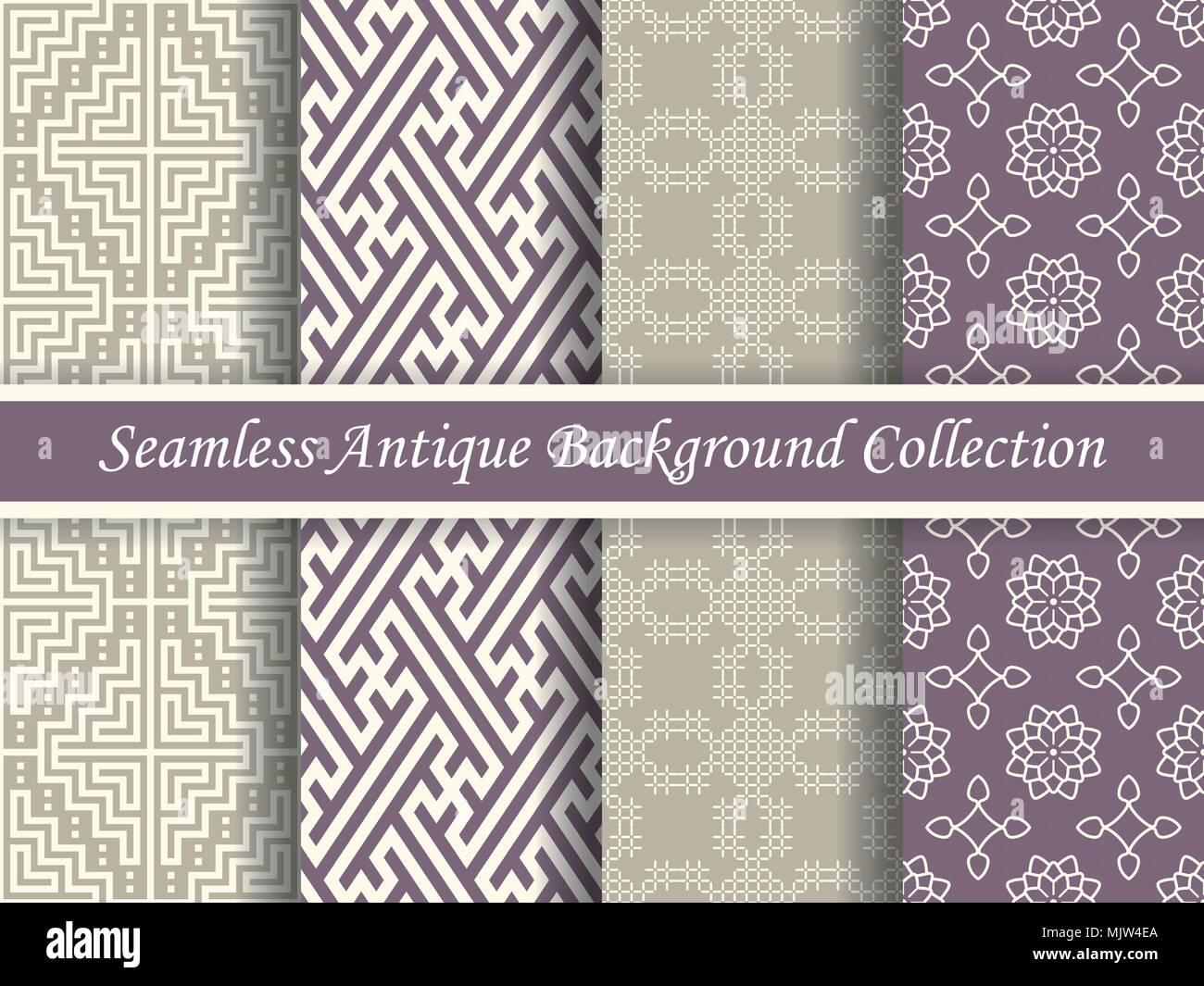 Antique seamless elegant purple tone background image collection, four ...