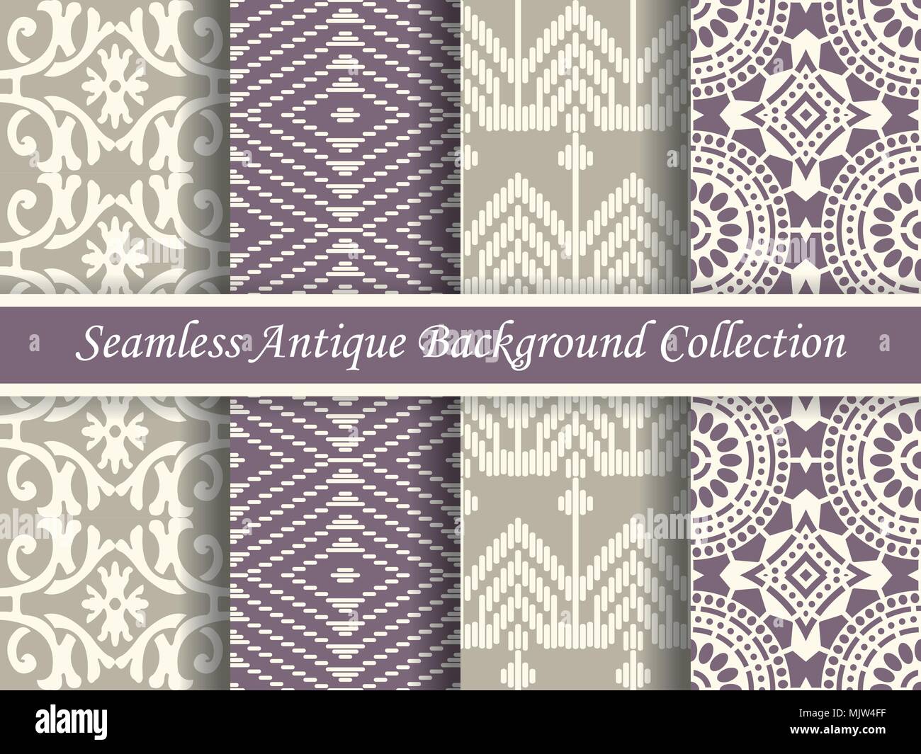 Antique seamless elegant purple tone background image collection, four ...