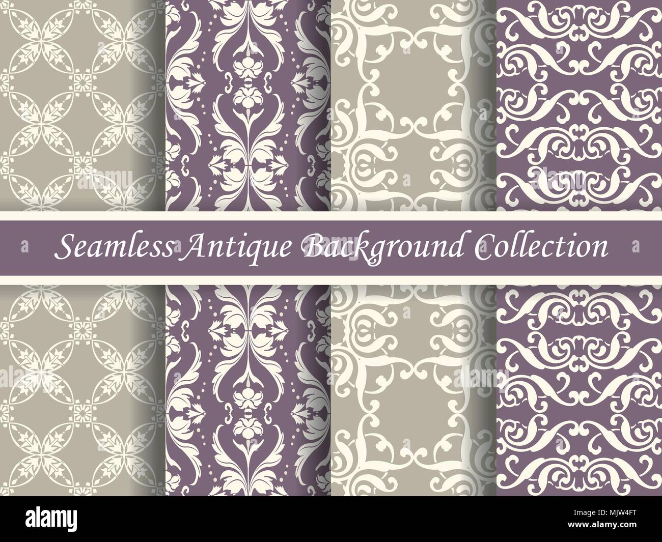 Antique seamless elegant purple tone background image collection, four ...